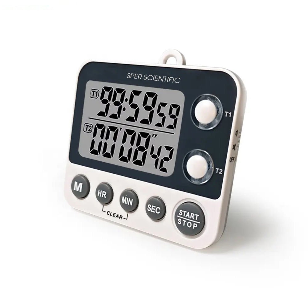 2 Channel Digital Lab + Kitchen Timer with Color Coded LED Lights ...
